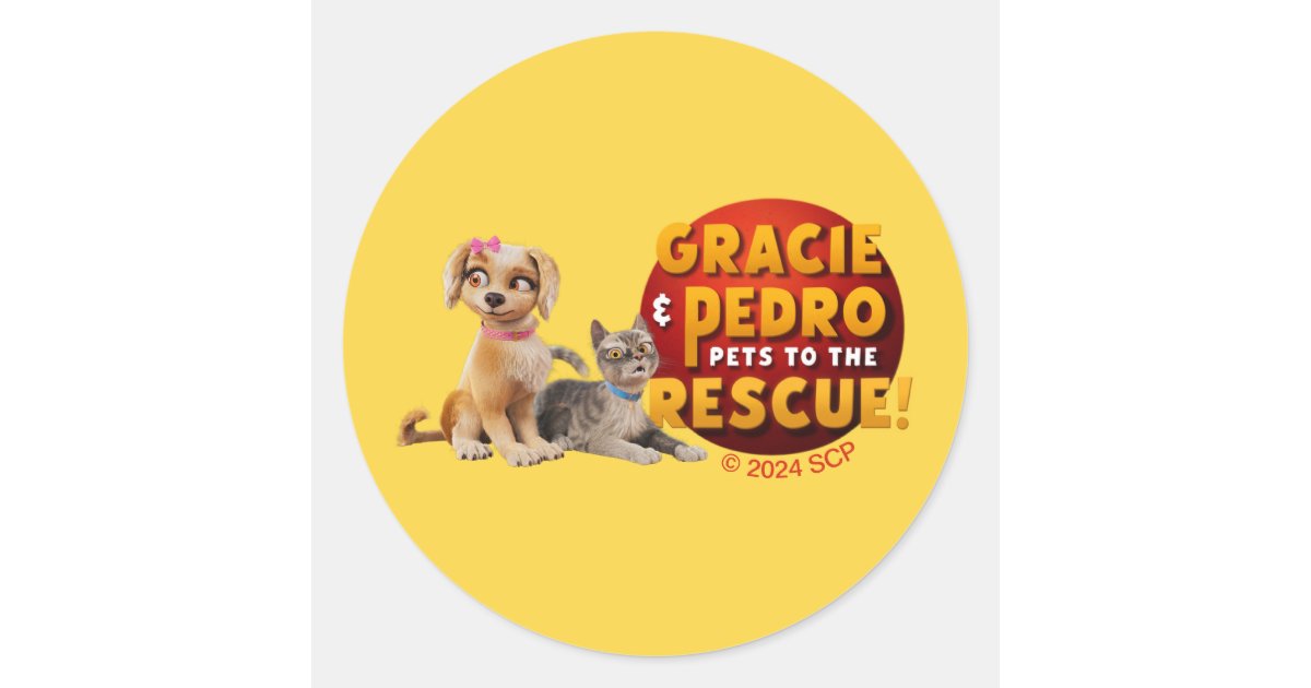Gracie & Pedro Dynamic Duo Classic Round Sticker | Zazzle