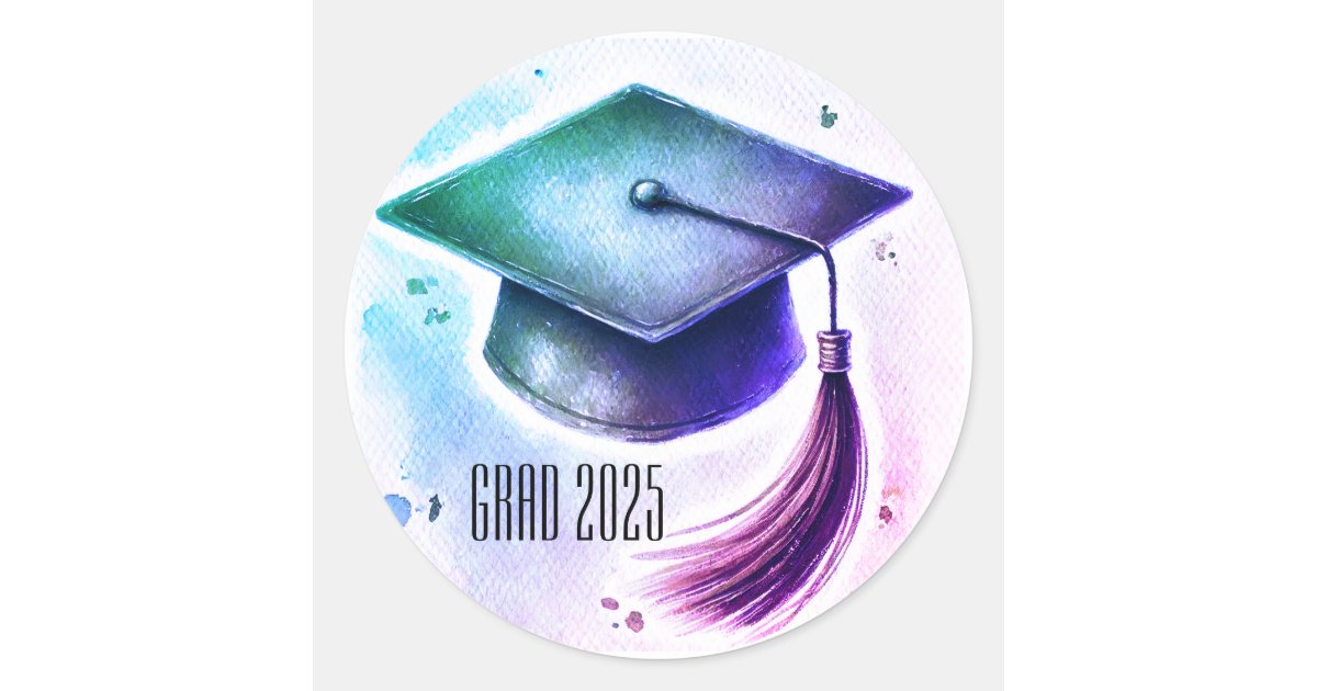Grad 2025 Graduation Cap Classic Round Sticker | Zazzle