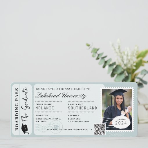 Grad Adventure Awaits Boarding Pass Plane Ticket Invitation | Zazzle