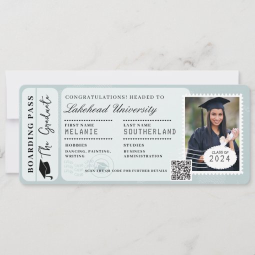 Grad Adventure Awaits Boarding Pass Plane Ticket Invitation | Zazzle