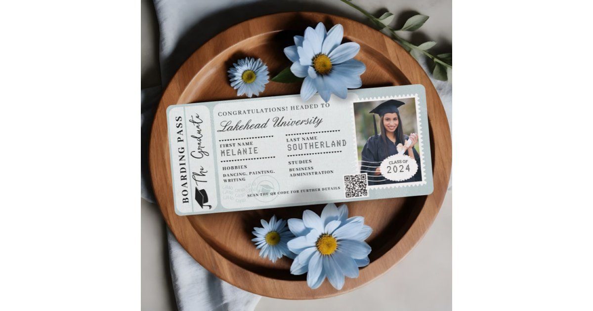Grad Adventure Awaits Boarding Pass Plane Ticket Invitation | Zazzle