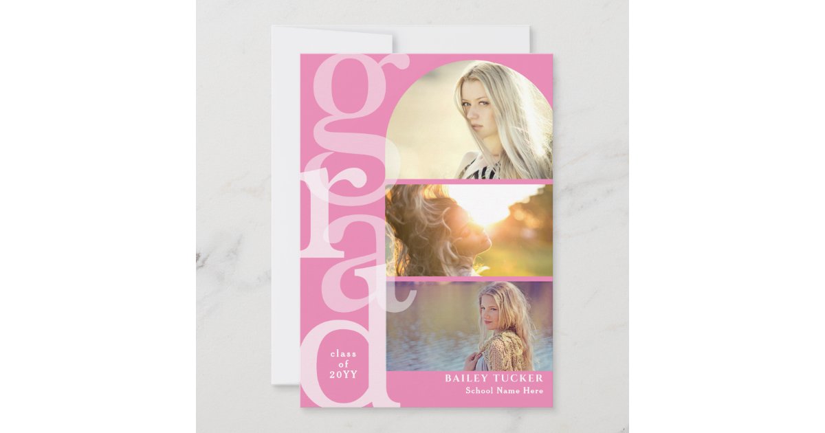 GRAD Arch 3-Photo Modern Graduation Invitation | Zazzle