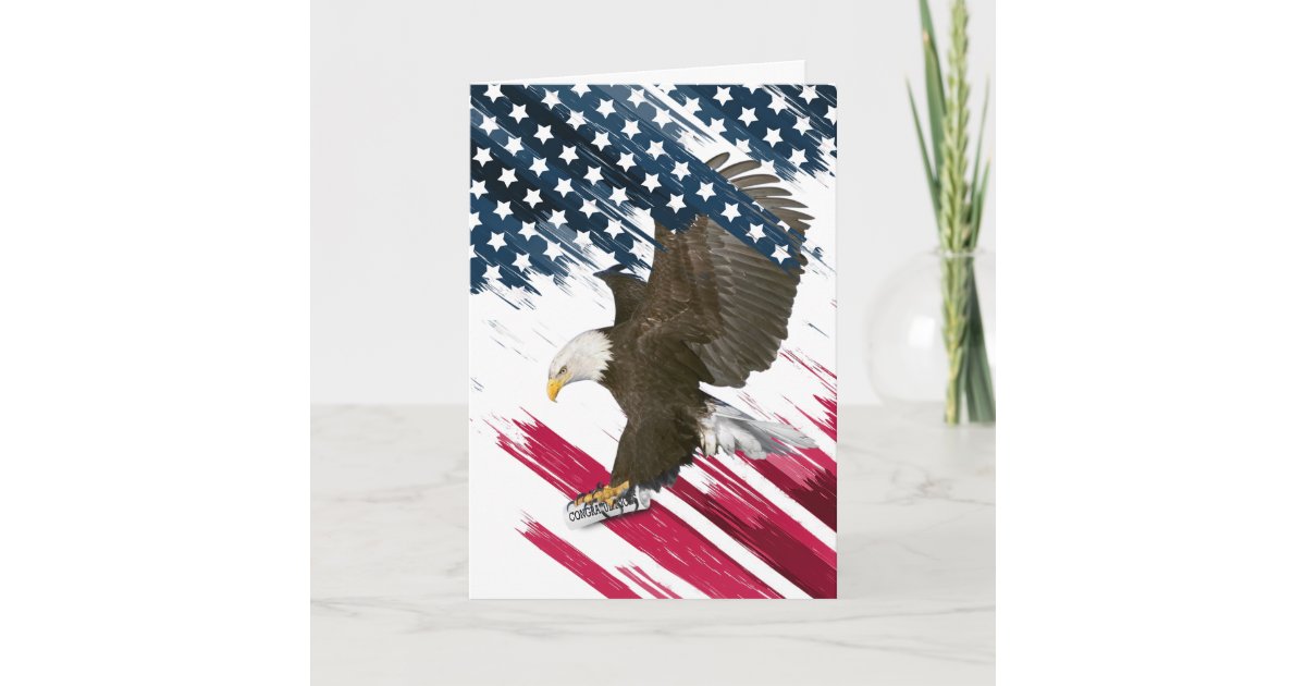 Grad Bald Eagle With Congratulations Diploma Card | Zazzle