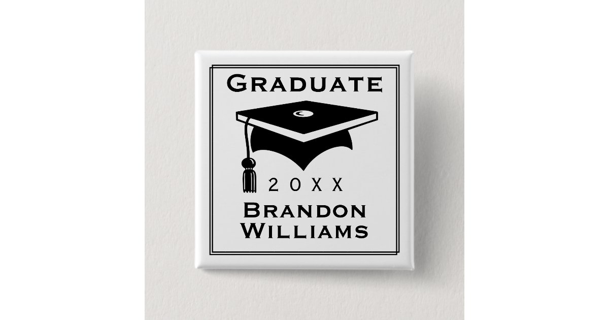 Grad Cap Custom Name Button | Zazzle