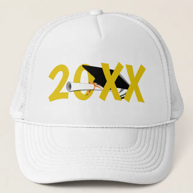 Grad Cap Diploma 20XX Graduation Trucker Hat | Zazzle