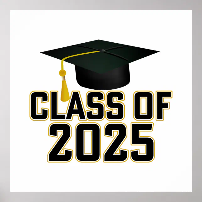 Grad Cap Letterman Class of 2025 Poster | Zazzle