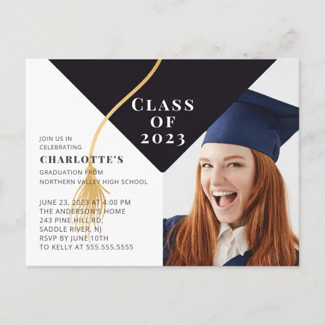Grad Cap Photo Graduation Invitation | Zazzle