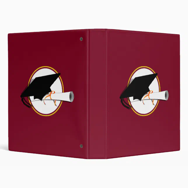 Grad Cap Tilt w/ School Colors Red And Gold Binder | Zazzle