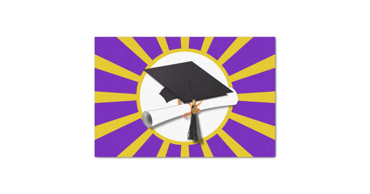 Grad Cap with Purple and Gold Graduation Tissue Paper | Zazzle