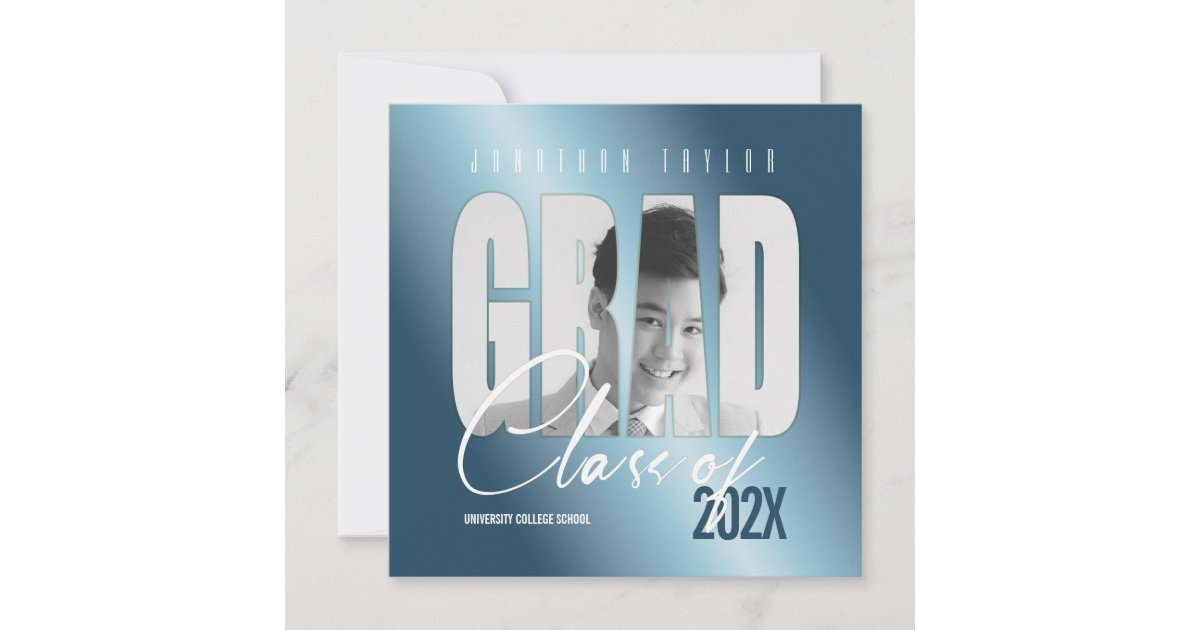 Grad Cutout Photo Gradient Blue ID898 Invitation | Zazzle.com