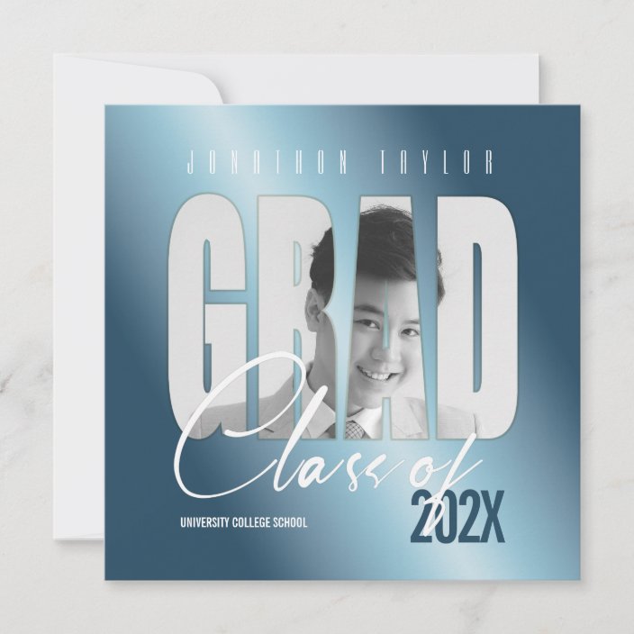 Grad Cutout Photo Gradient Blue ID898 Invitation | Zazzle.com