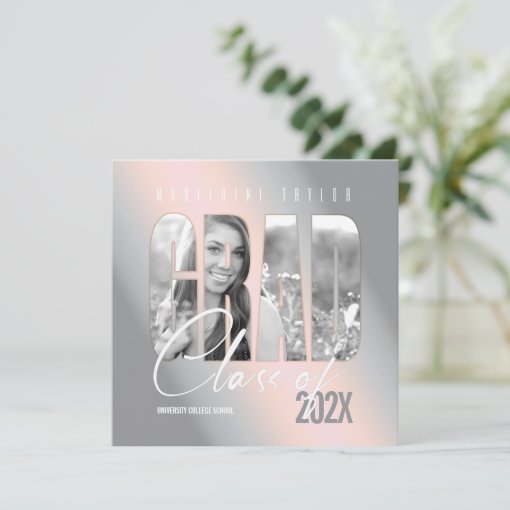 Grad Cutout Photo Gradient Blush ID898 Invitation | Zazzle