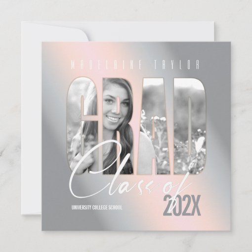 Grad Cutout Photo Gradient Blush ID898 Invitation | Zazzle