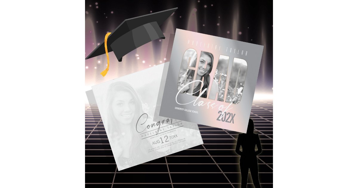 Grad Cutout Photo Gradient Blush ID898 Invitation | Zazzle