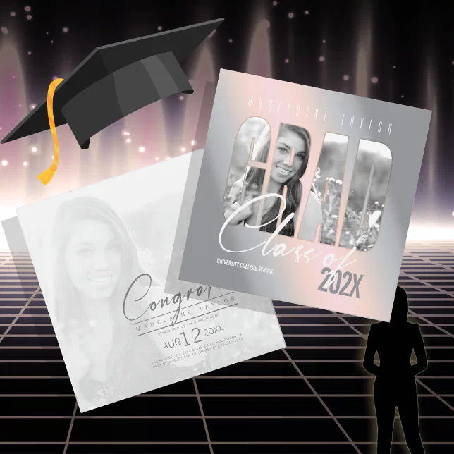 Grad Cutout Photo Gradient Blush ID898 Invitation | Zazzle
