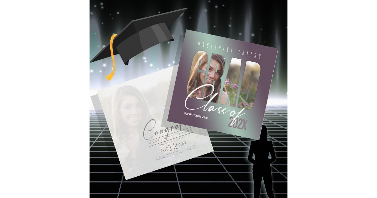 Grad Cutout Photo Gradient Plum ID898 Invitation | Zazzle