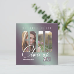 Grad Cutout Photo Gradient Plum ID898 Invitation | Zazzle