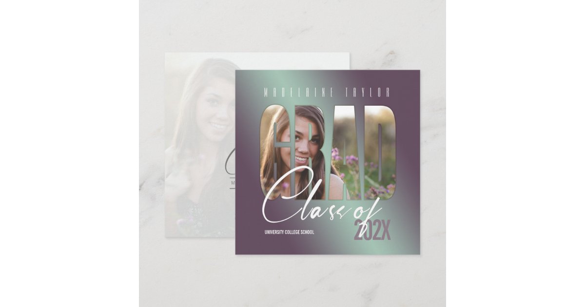 Grad Cutout Photo Gradient Plum ID898 Invitation | Zazzle.com