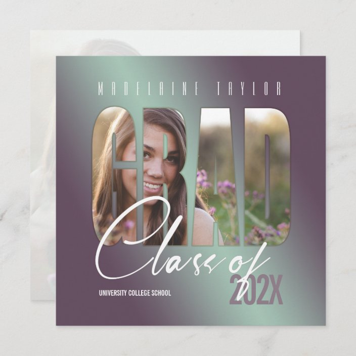 Grad Cutout Photo Gradient Plum ID898 Invitation | Zazzle.com