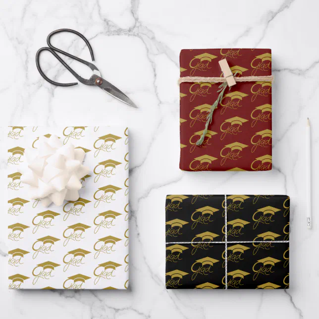 Grad Elegant Gold Graduation Cap Wrapping Paper Sheets | Zazzle