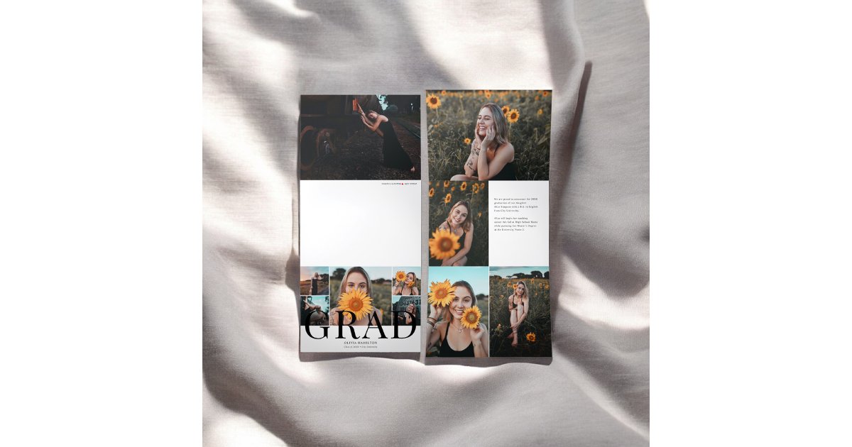 Grad Elegant Photo Tri-Fold Announcement | Zazzle