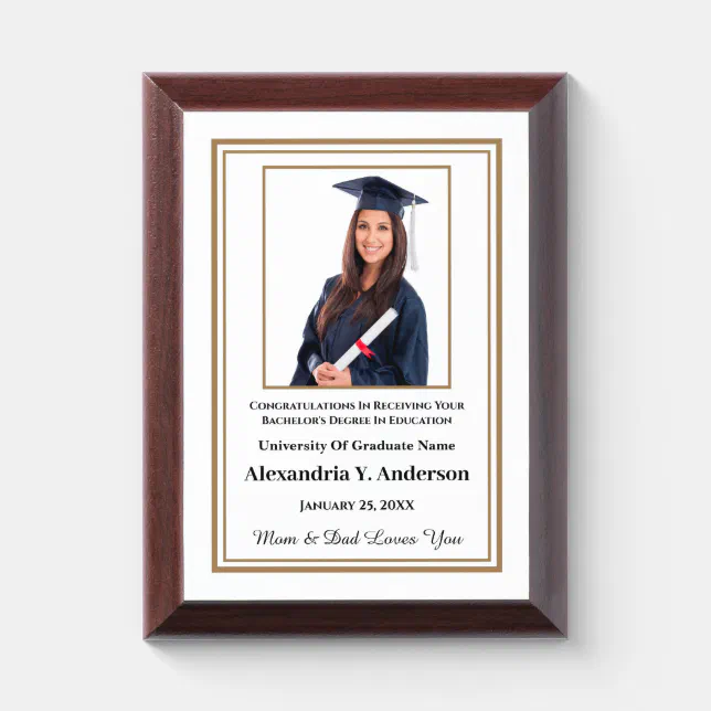 Grad Graduation Photo Gold Congratulations Award Plaque | Zazzle