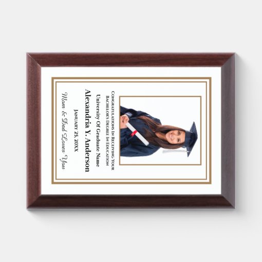 Grad Graduation Photo Gold Congratulations Award Plaque | Zazzle