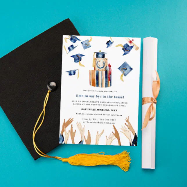 Grad Hats | Graduation Party Invitation | Zazzle