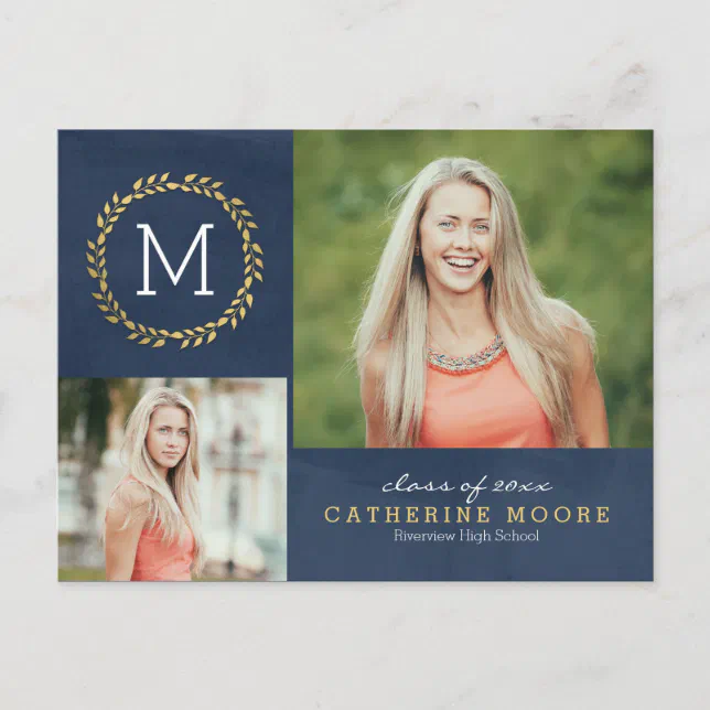 Grad Initial EDITABLE COLOR Graduation Postcard | Zazzle