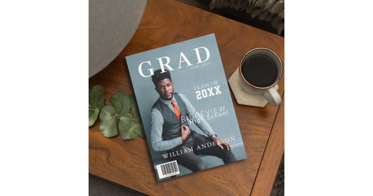 GRAD Magazine Photo Graduation Invitation | Zazzle