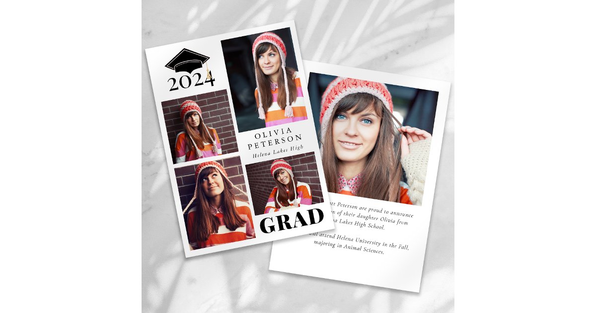 GRAD Multi Photo Collage Graduation Announcement | Zazzle