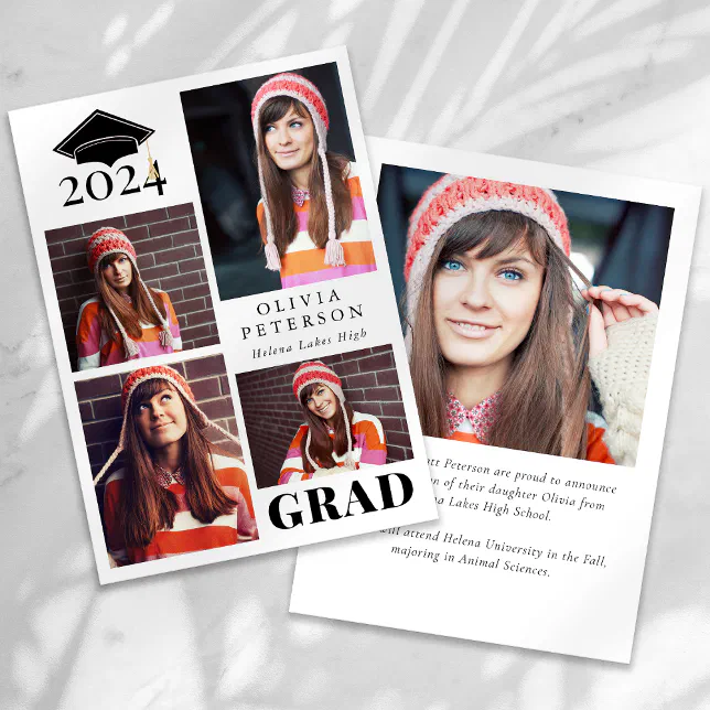 GRAD Multi Photo Collage Graduation Announcement | Zazzle