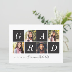 GRAD Multi-Photo Collage Grid | Graduation Party Invitation | Zazzle