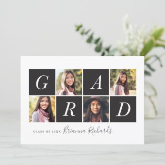 GRAD Multi-Photo Collage Grid | Graduation Party Invitation | Zazzle