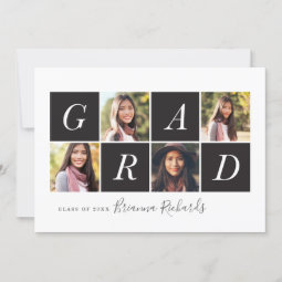 GRAD Multi-Photo Collage Grid | Graduation Party Invitation | Zazzle