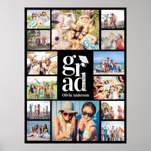 Grad Multiple Photo Collage Memories Poster | Zazzle