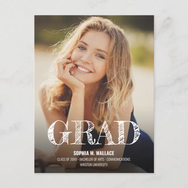 Grad Personalized Graduation Photo Announcement Postcard | Zazzle