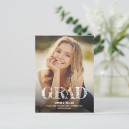 Grad Personalized Graduation Photo Announcement Postcard | Zazzle