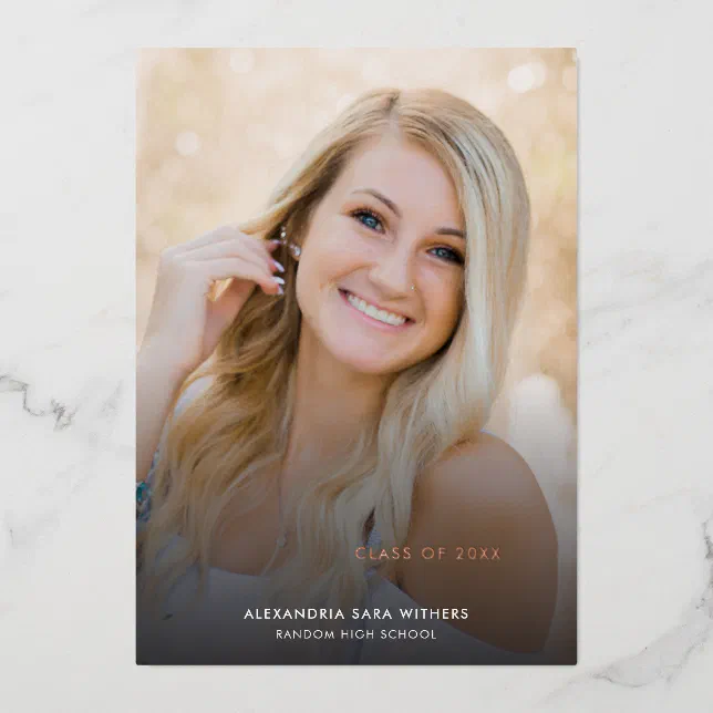 Grad Photo 2024 Rose Gold Graduation Announcement | Zazzle