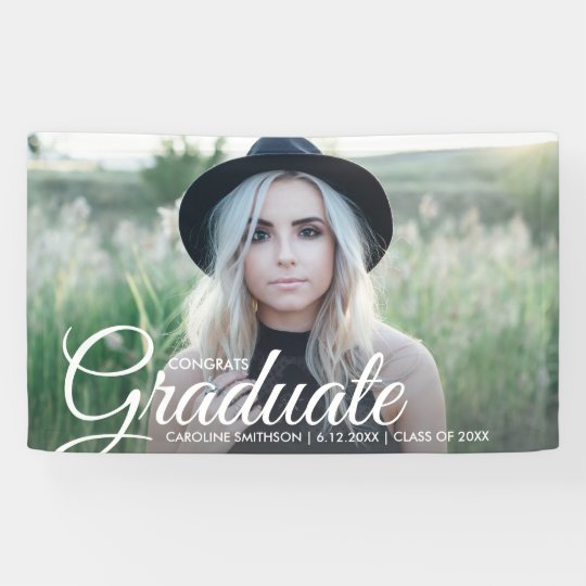 Grad Photo Beautiful Script Font Graduation Party Banner | Zazzle.com