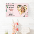 Grad Photo Class 2025 Blush Pink Floral Graduation Banner | Zazzle