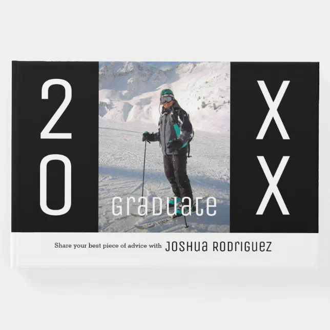 Grad Photo Custom Year Modern Pattern Graduation Guest Book | Zazzle