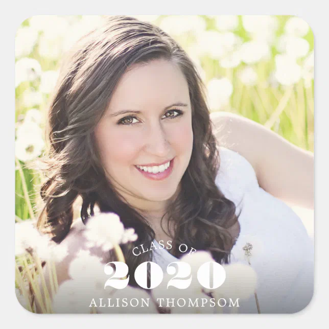 Grad Photo Modern Square Sticker | Zazzle