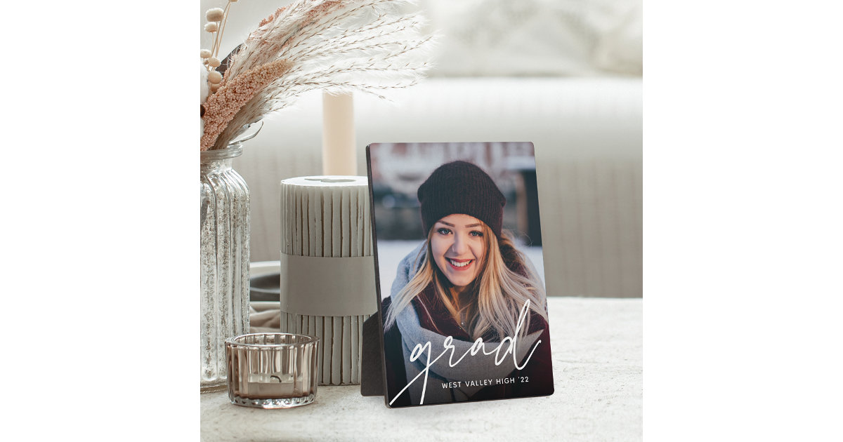 Grad Script Overlay | Graduation Photo Vertical Plaque | Zazzle