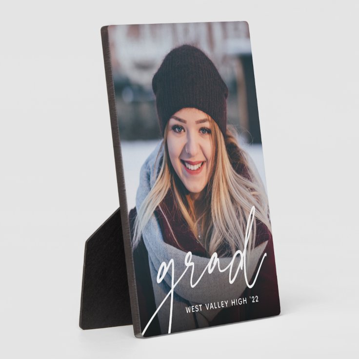 Grad Script Overlay | Graduation Photo Vertical Plaque | Zazzle