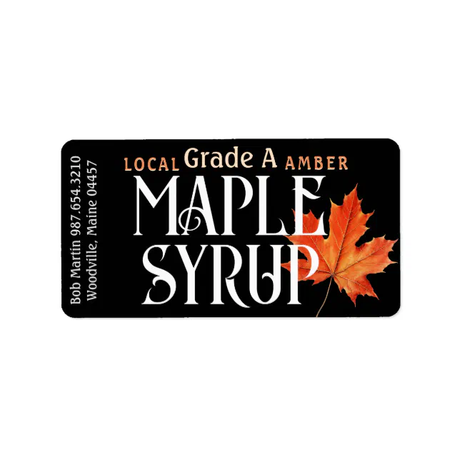 Grade A Maple Syrup with Leaf Label | Zazzle