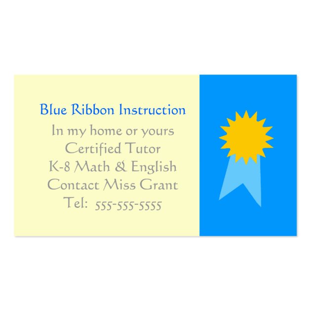 Grade School Tutor Business Cards Template