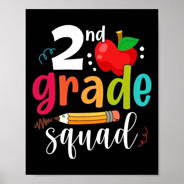Grade Squad Fun Back To School 2nd Graders Teacher Poster | Zazzle