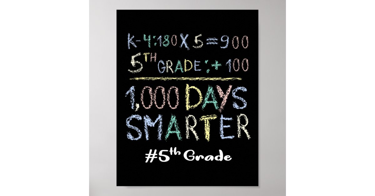 Grade Teacher 1000 Days Smarter 100 Days Of School Poster | Zazzle