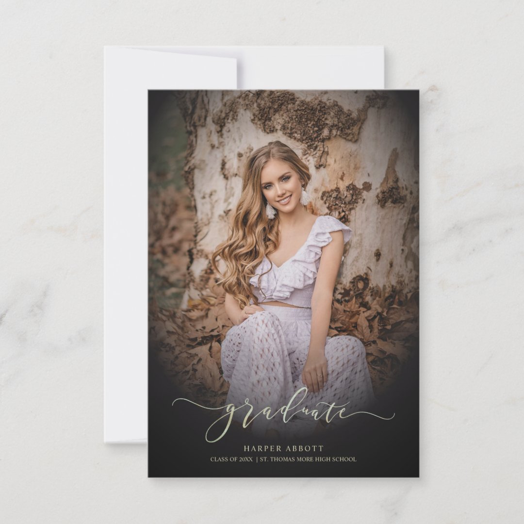 Gradient Graduate Photo Elegant Calligraphy Script | Zazzle